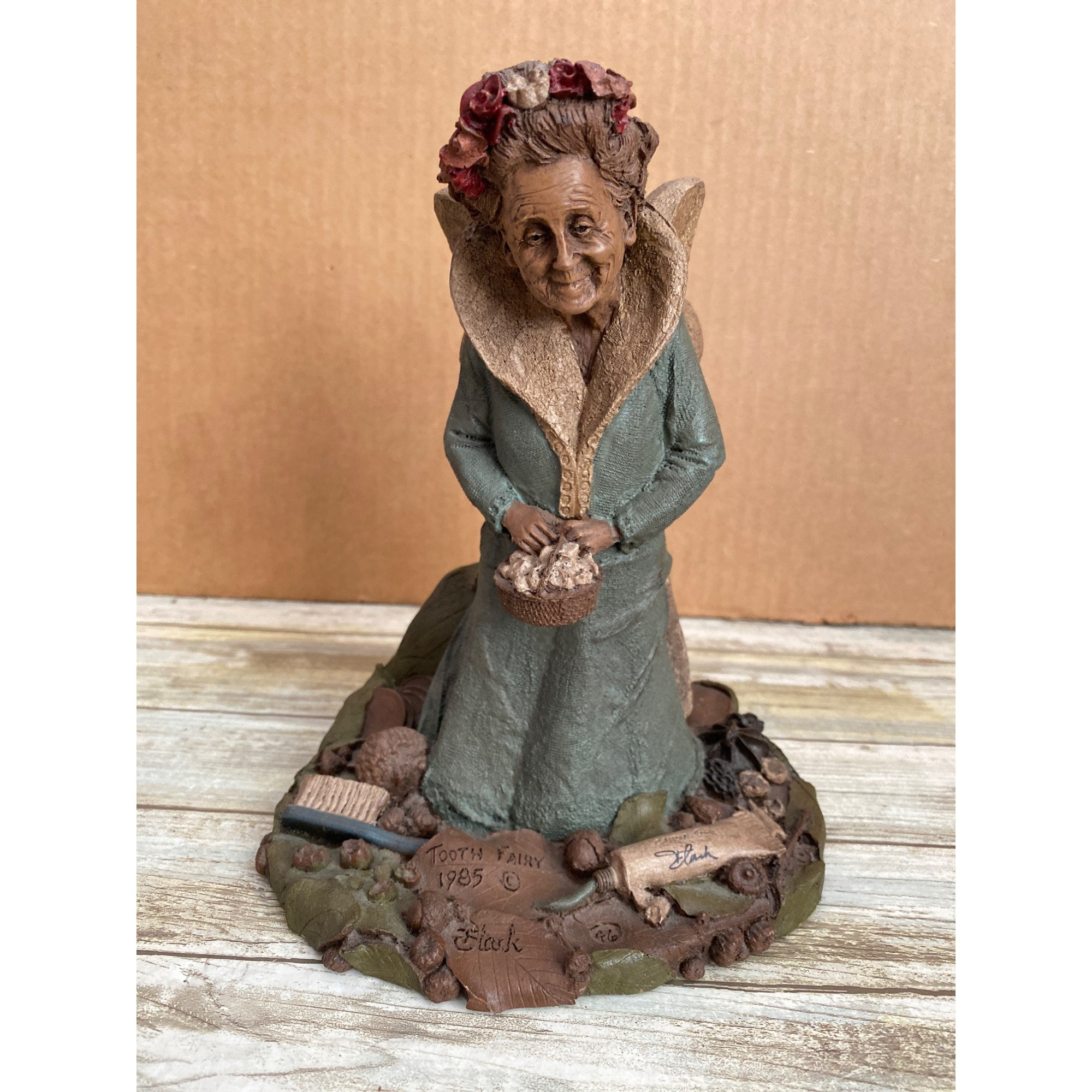 1985 Hand Signed Tom Clark Tooth Fairy Resin Sculpture Figurine 8.5 W ...
