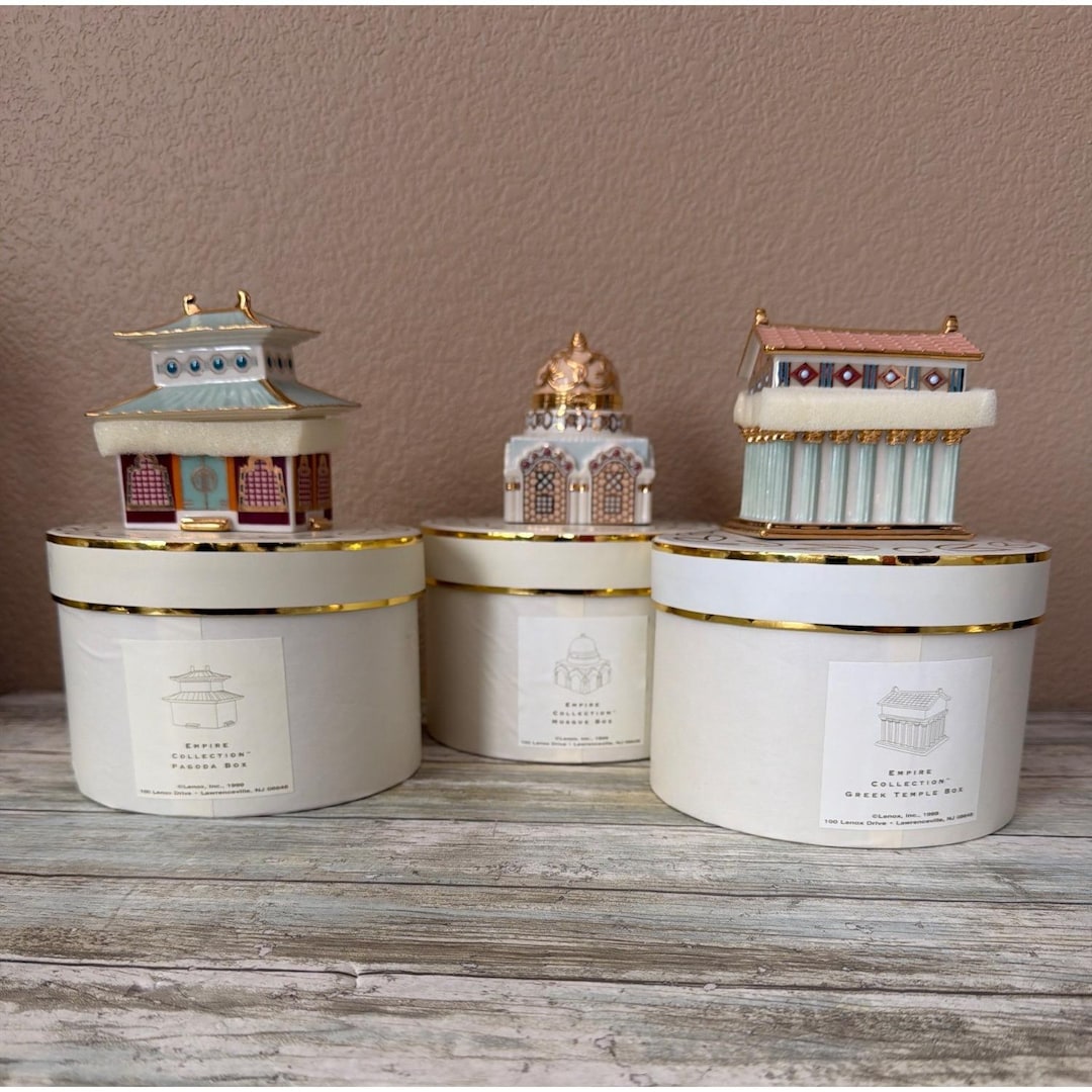 Lenox China Treasures Empire Collection Trinket Box Greek Pagoda Mosque ...