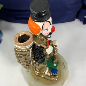 Vintage Ron Lee World of Clowns Pewter Clown Playing Golf on Onyx Base ...