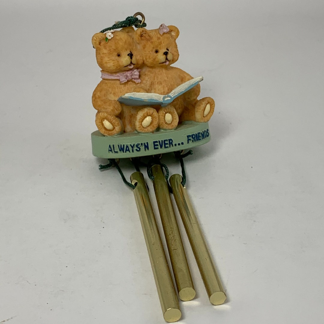 Miniature Wind Chimes Teddy Bear Figurine Teddy Bears Reading Book ...