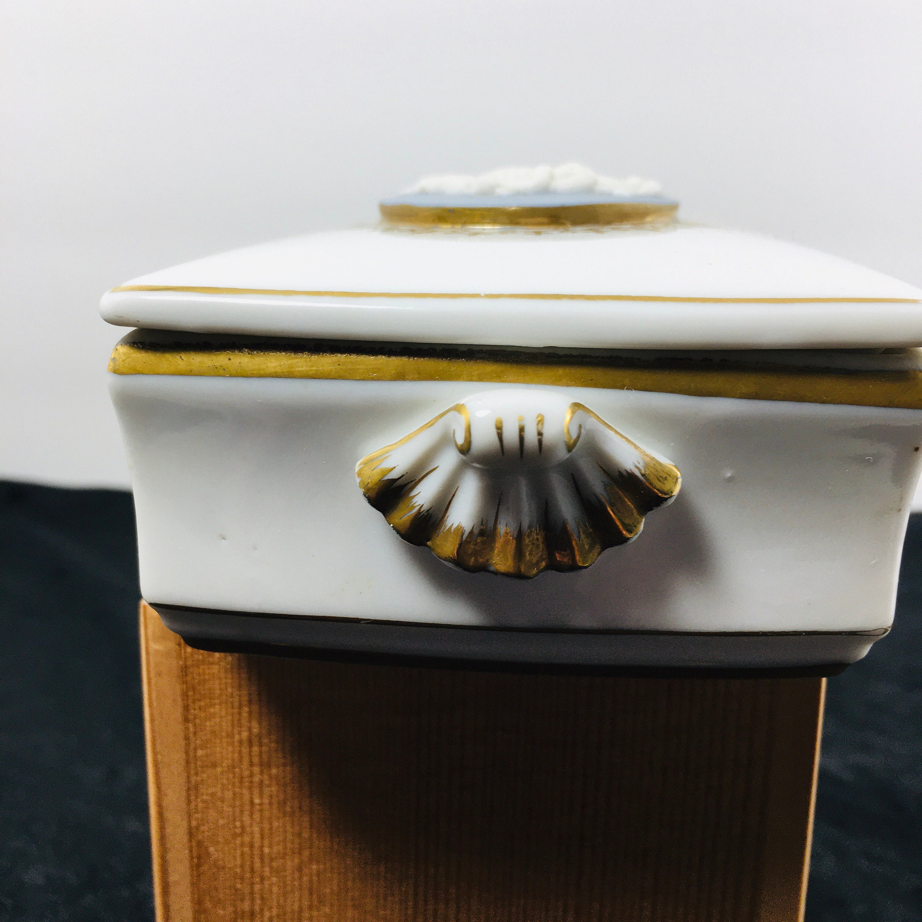 Porcelain Cigarette Box & Ashtray Set Cherub Blue Jasperware | Etsy
