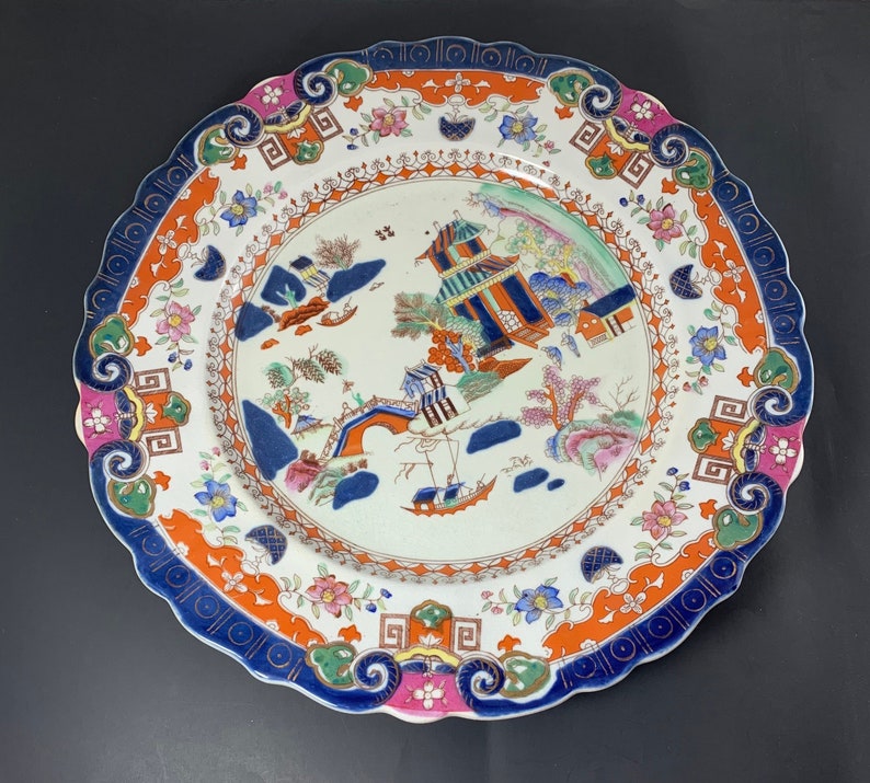 Antique Masons Ironstone Japanese Pagoda & Village Charger Serving ...