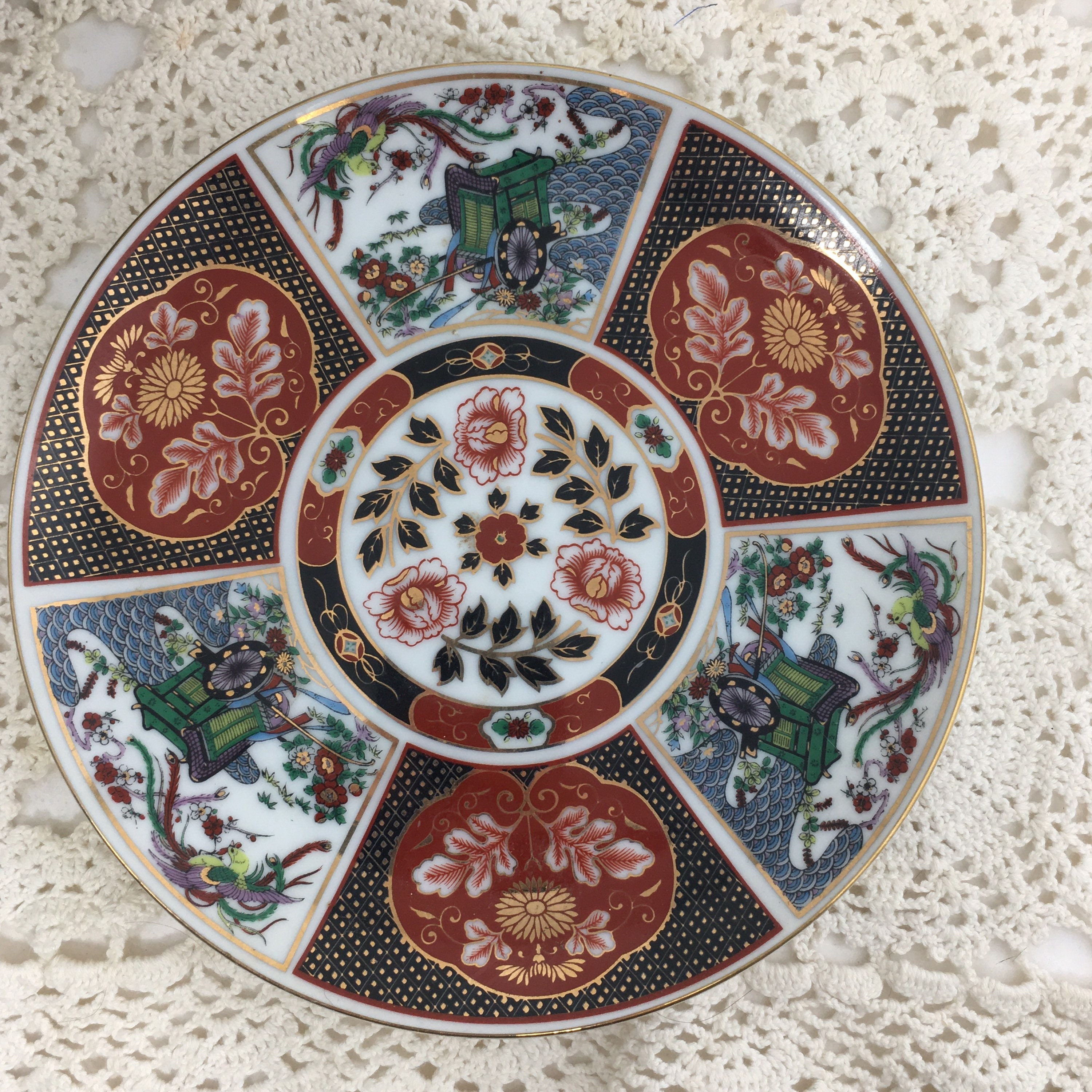 Imari Decorative Plates Rickshaw & Flowers Gold Decor Heritage - Etsy