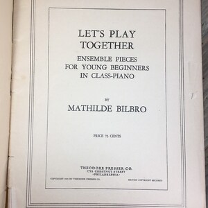 Vintage Sheet Music Let’s Play Together Piano Ensemble Pieces for Young ...