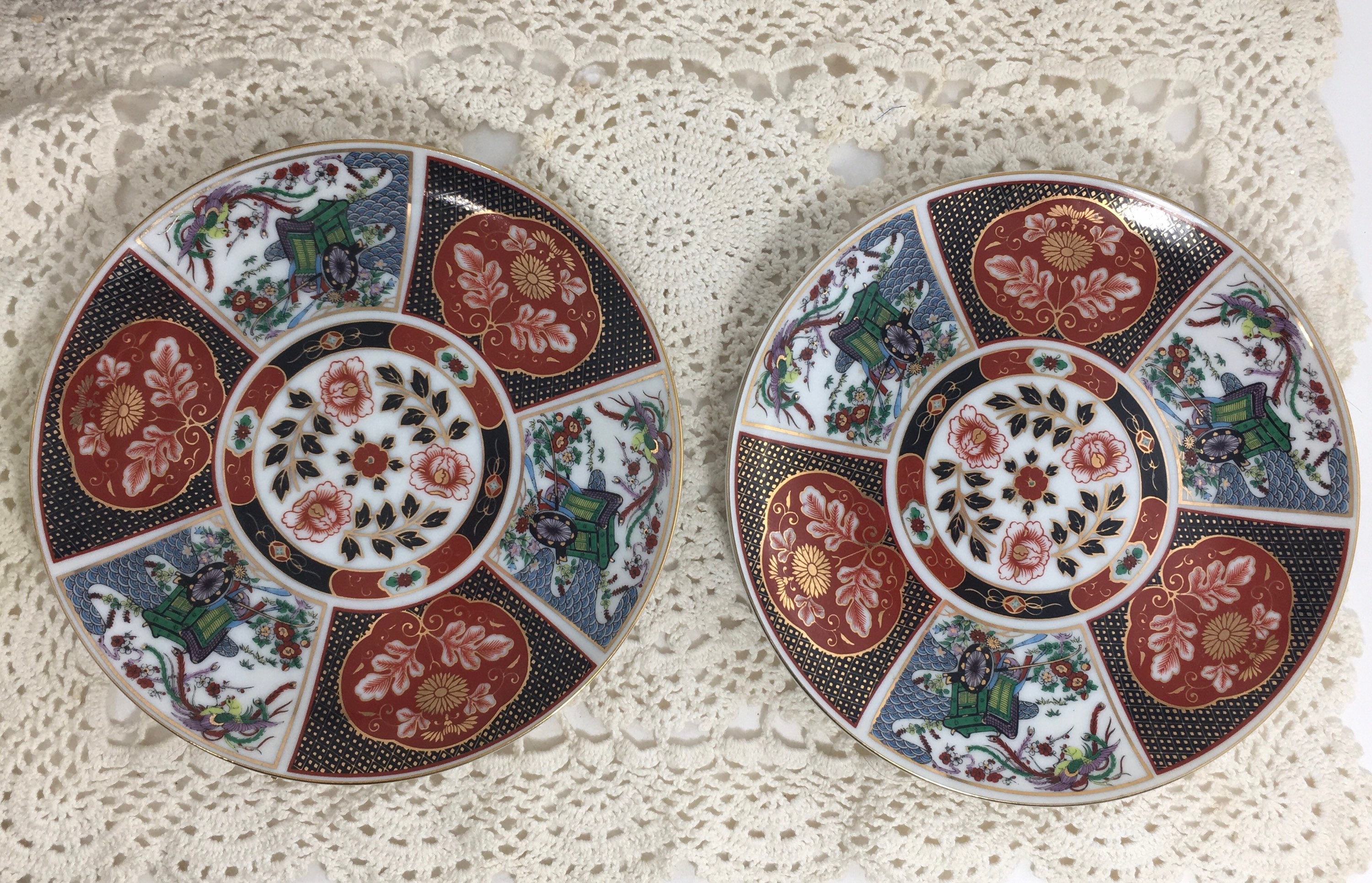 Imari Decorative Plates Rickshaw & Flowers Gold Decor Heritage - Etsy