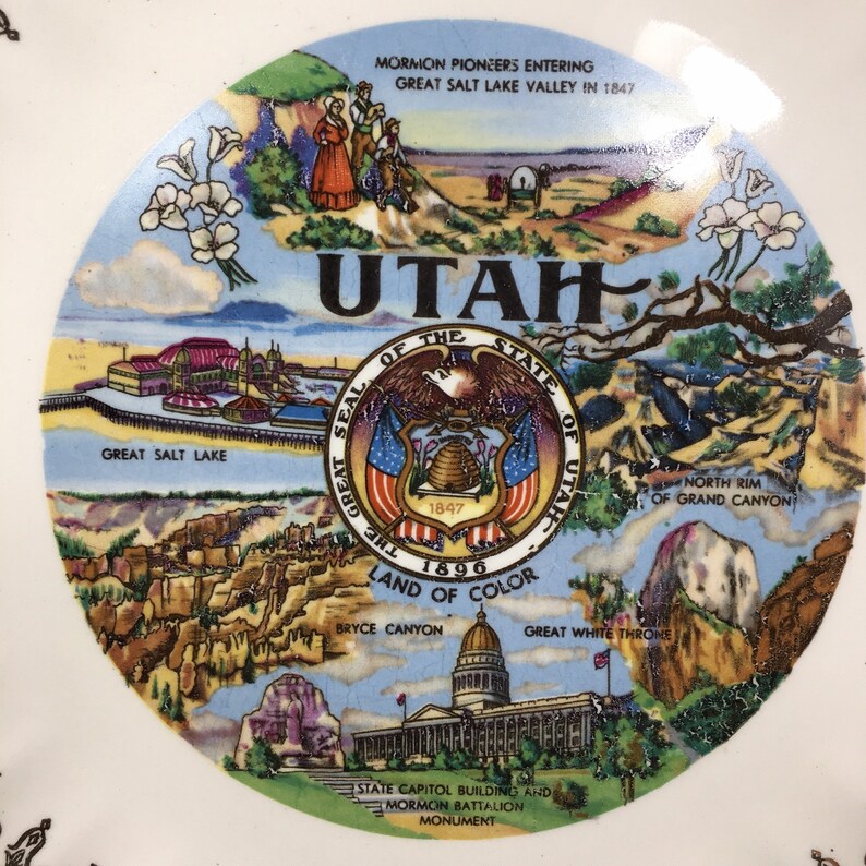 Utah Souvenir Plate, Vintage Collectible State Plate, Homer Laughlin ...