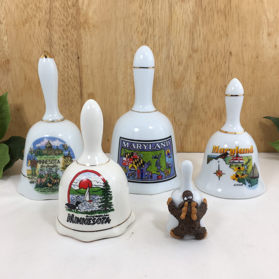 Bell, Vintage Hand Bell, State Souvenir Bell, Maryland Bell, Minnesota ...