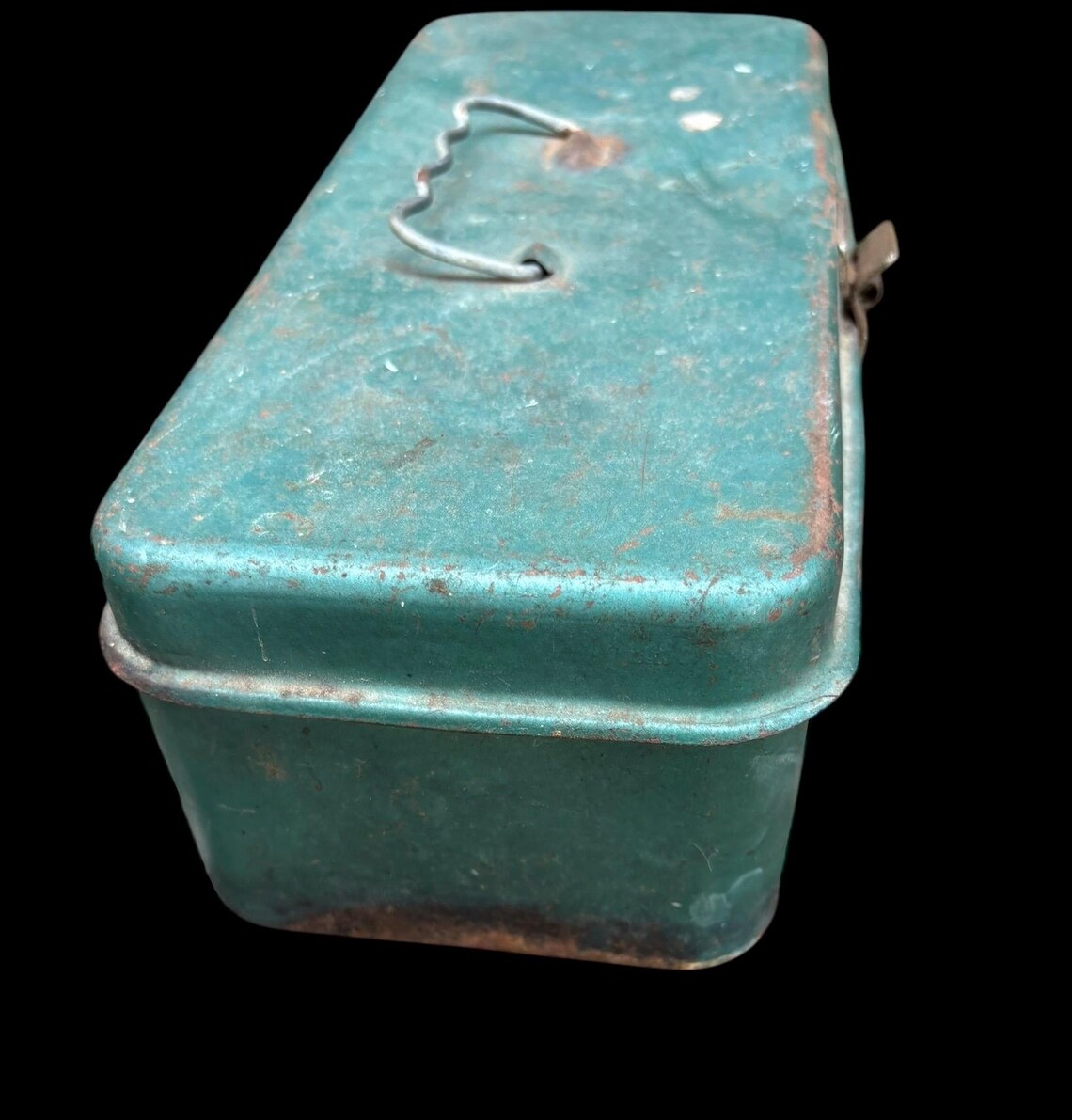 Vintage Teal Metal Toolbox | Rustic Industrial Lunchbox | Mid Century ...
