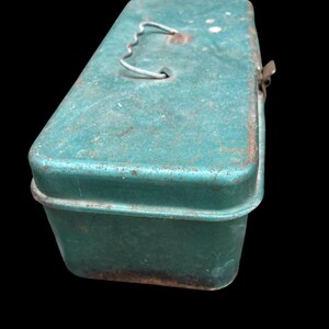 Vintage Teal Metal Toolbox | Rustic Industrial Lunchbox | Mid Century ...