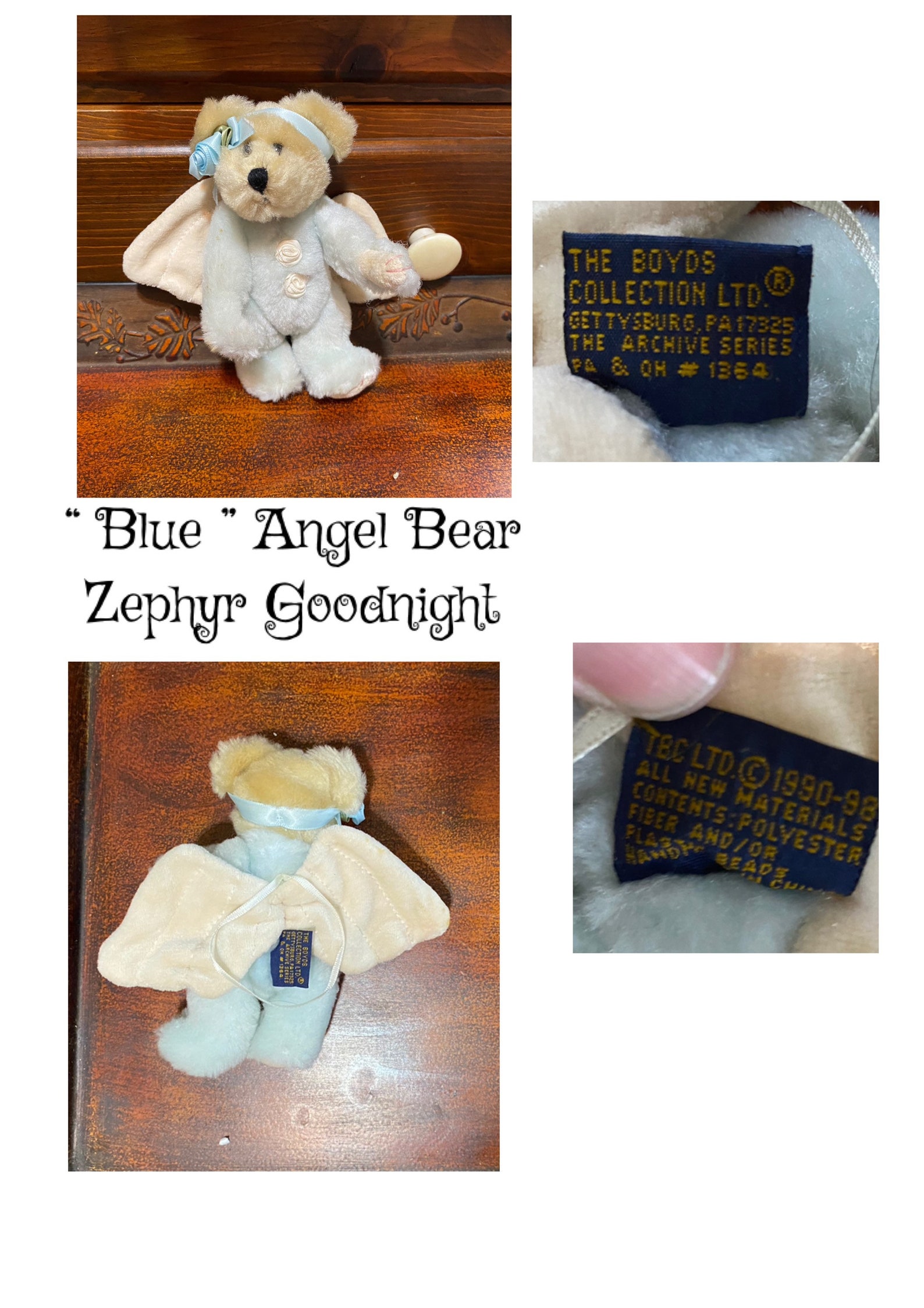 Boyds Bears Plush Angel Bear Ornaments - Serena Goodnight, Cassie ...