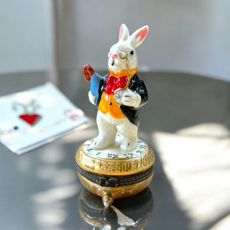 Rabbit With Clock Figurine - Etsy