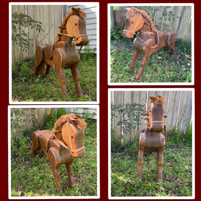 Vintage Wooden Rocking Horse Traditional American | Etsy