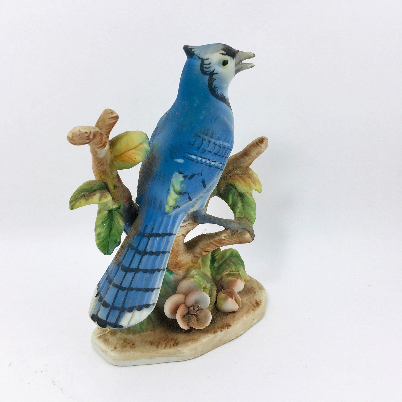 Royal Crown Blue Jay Bird Sitting on A Flowering Limb Figurine - Etsy