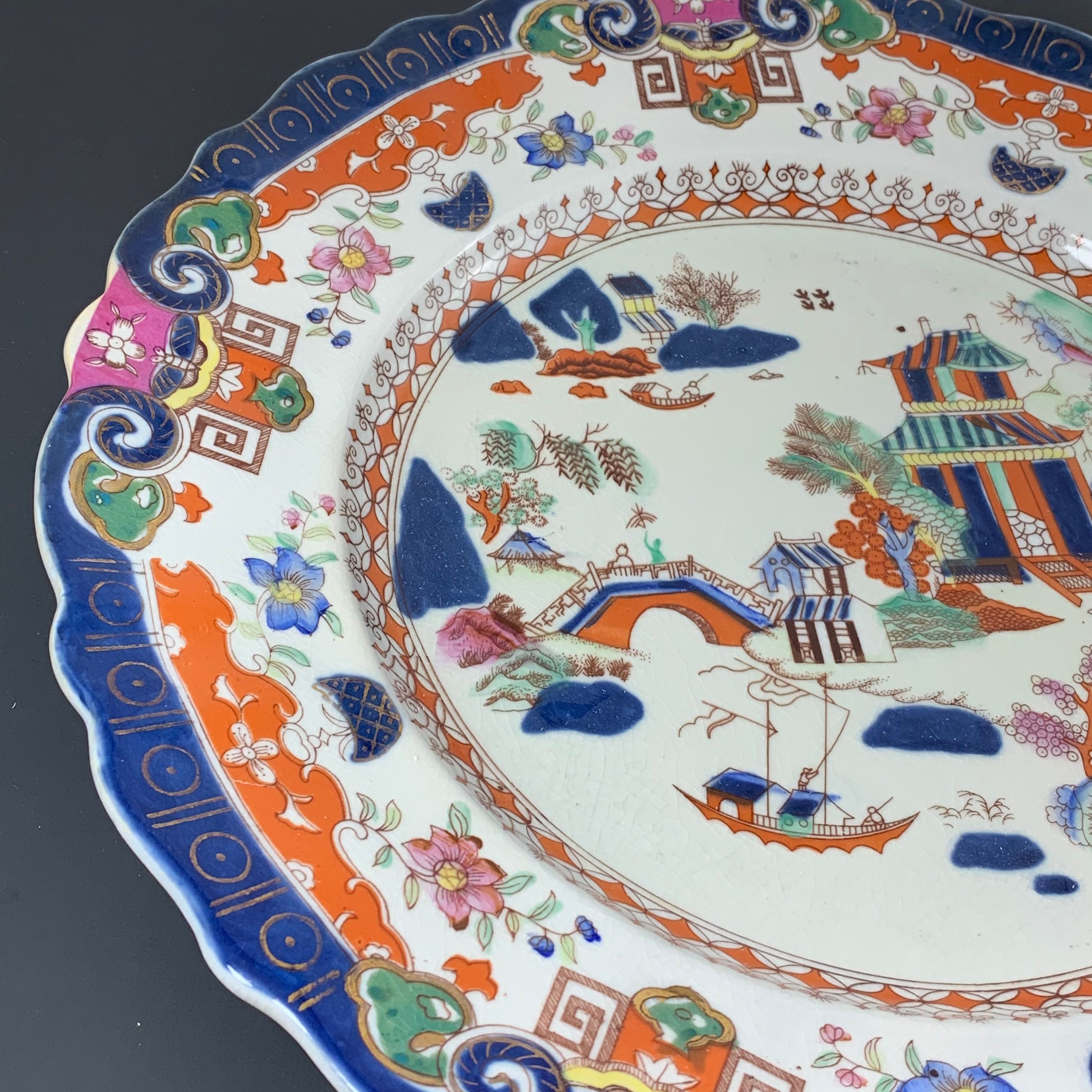 Antique Masons Ironstone Japanese Pagoda & Village Charger - Etsy