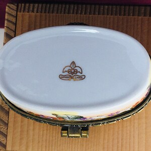 Limoge China Trinket Jewelry Box, Oval Limoge Ring Box With Floral ...