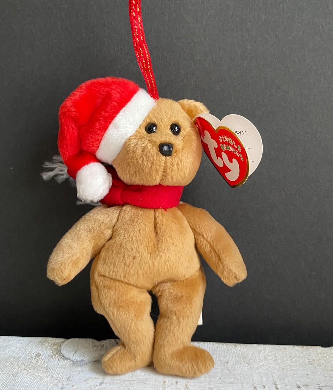 Ty Jingle Beanie “1997 Holiday Teddy” Santa Bear, 4 Inch Tree Ornament ...