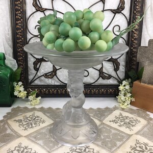 Cherub Compote, Frosted Glass Cherub Pedestal Compote With Grape Decor ...