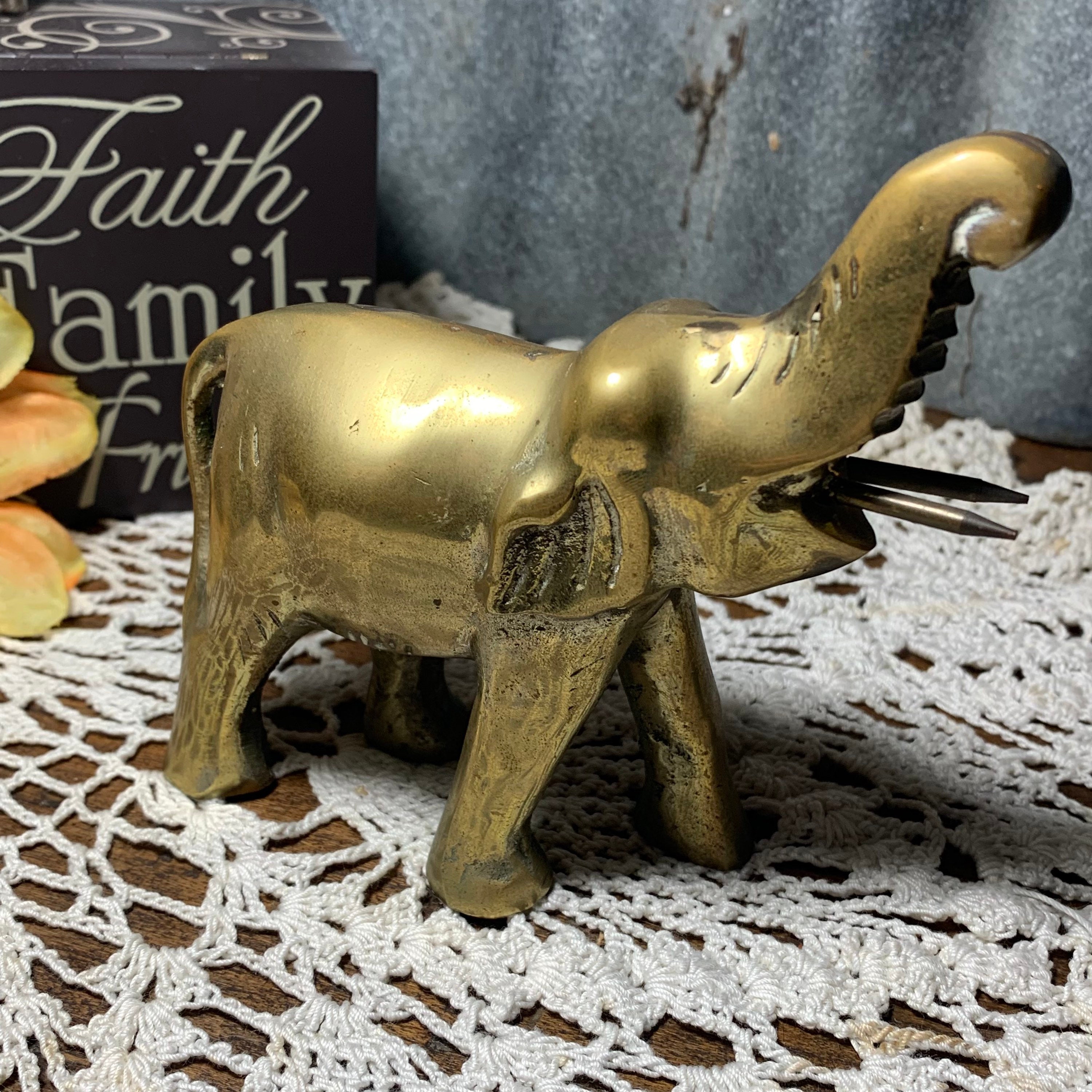 Vintage Brass Elephant Figurine Elephant Figure Solid Brass | Etsy
