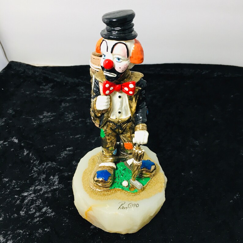 Rare Ron Lee Golfer Clown Statue Black and Gold Onyx Base 1990 | Etsy