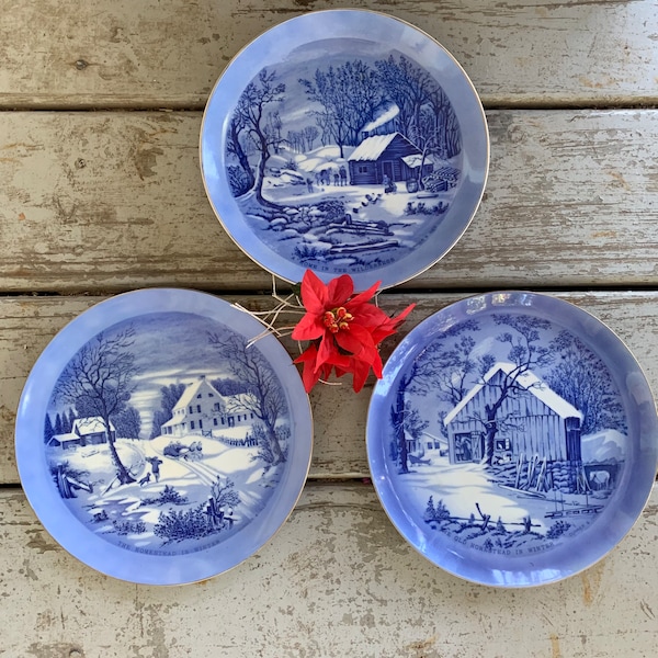 Currier & Ives "the Homestead in Winter" Collectors Plate - Etsy