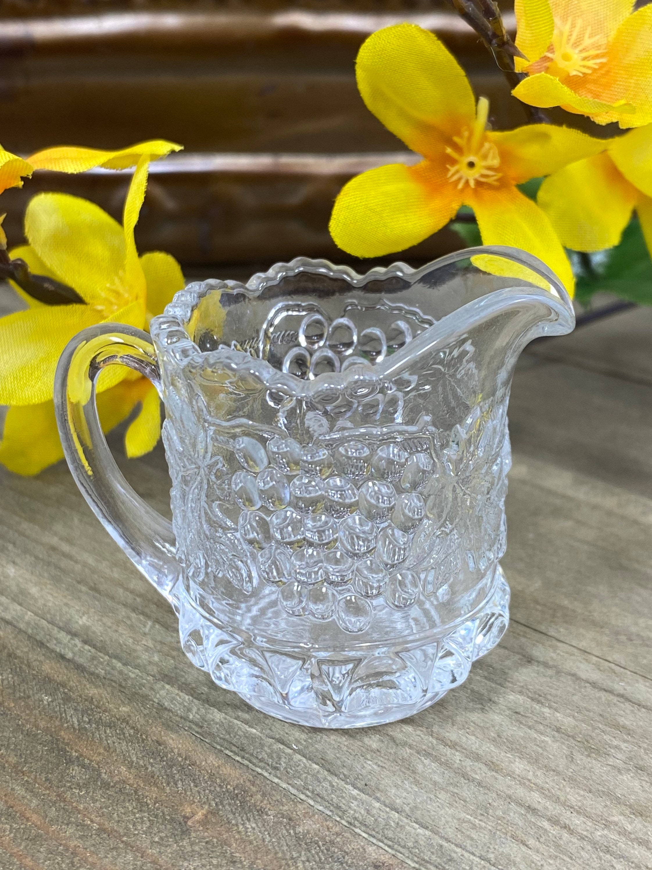 Miniature Glass Creamer & Sugar Bowl / Toothpick Holders With Grape and ...