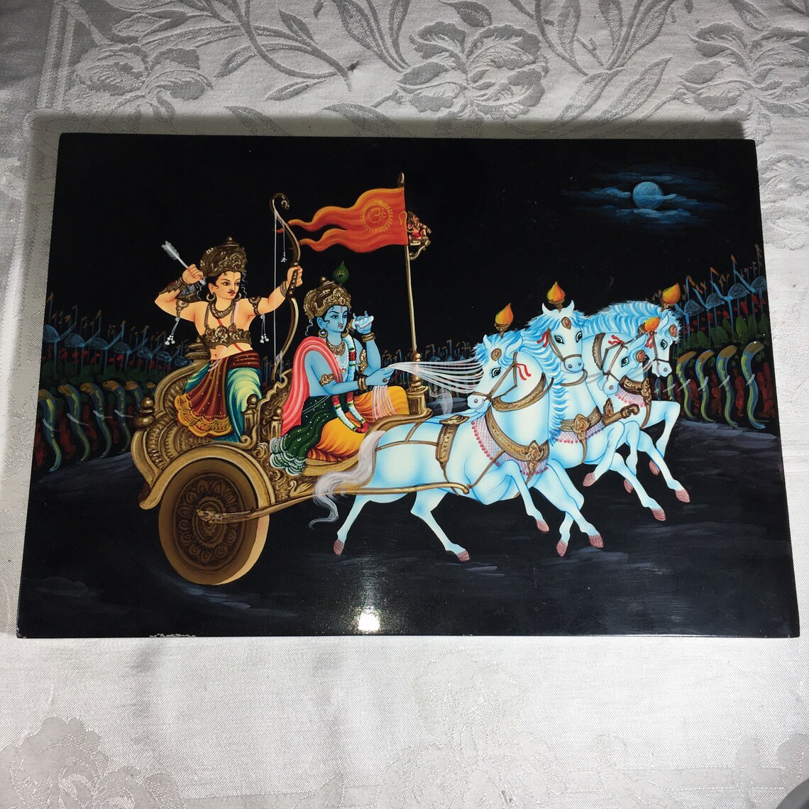 Vishnu and Shiva Hindu Gods Driving Chariot With Three White - Etsy