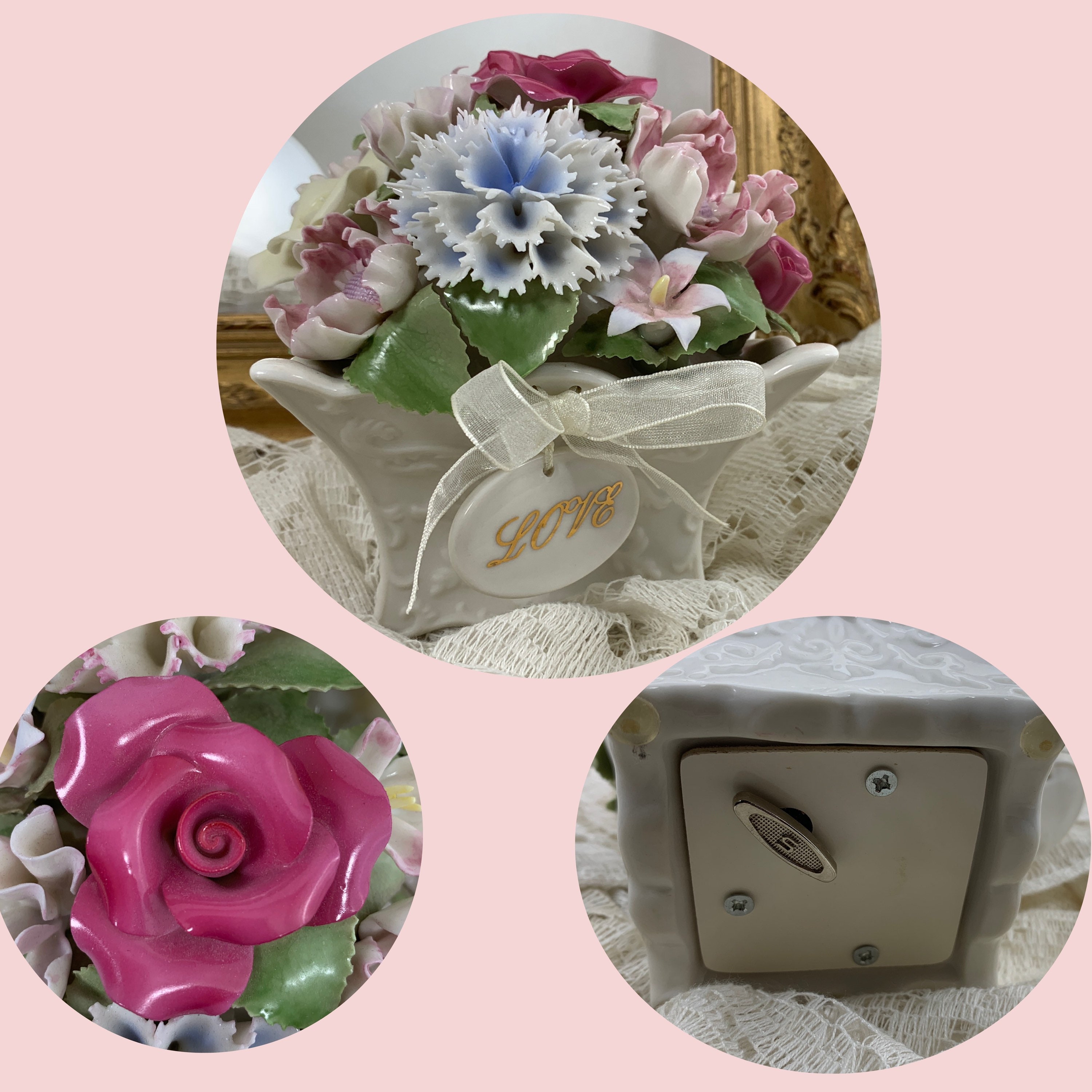 Porcelain Flower Bouquet Music Box - Memories - Etsy
