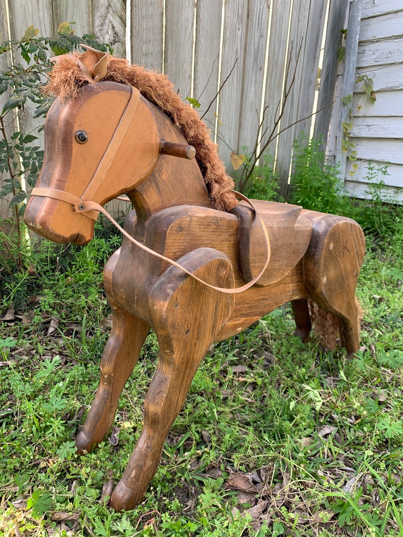 Vintage Wooden Rocking Horse Traditional American | Etsy