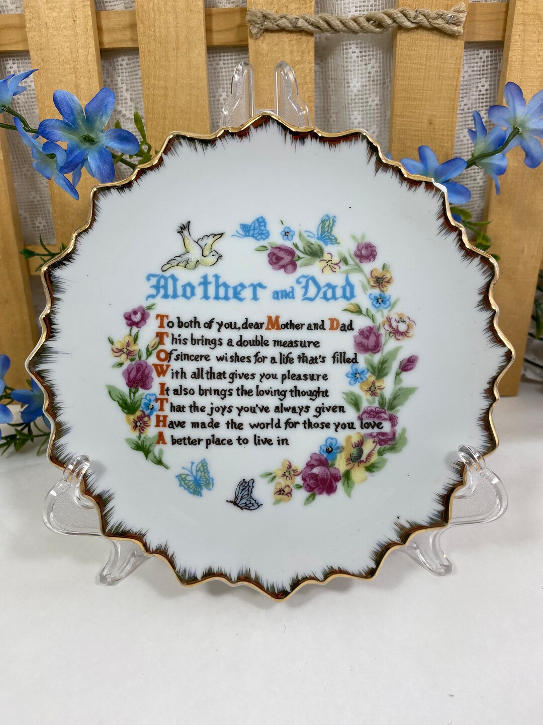 Mother and Dad Plate With Hanger, Mom and Dad Gift Plate, Decorative ...