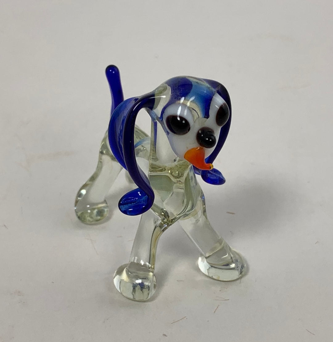 Blown Glass Dog Art Glass Sculpture Small Glass Dog Figurines ...