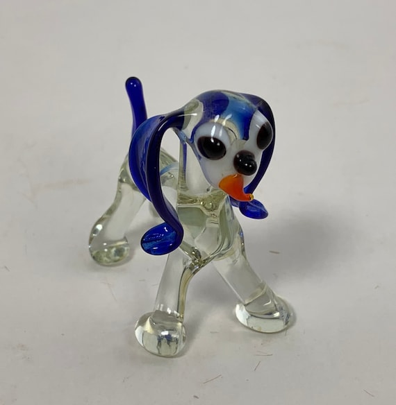 Blown Glass Dog Art Glass Sculpture Small Glass Dog Figurines - Etsy