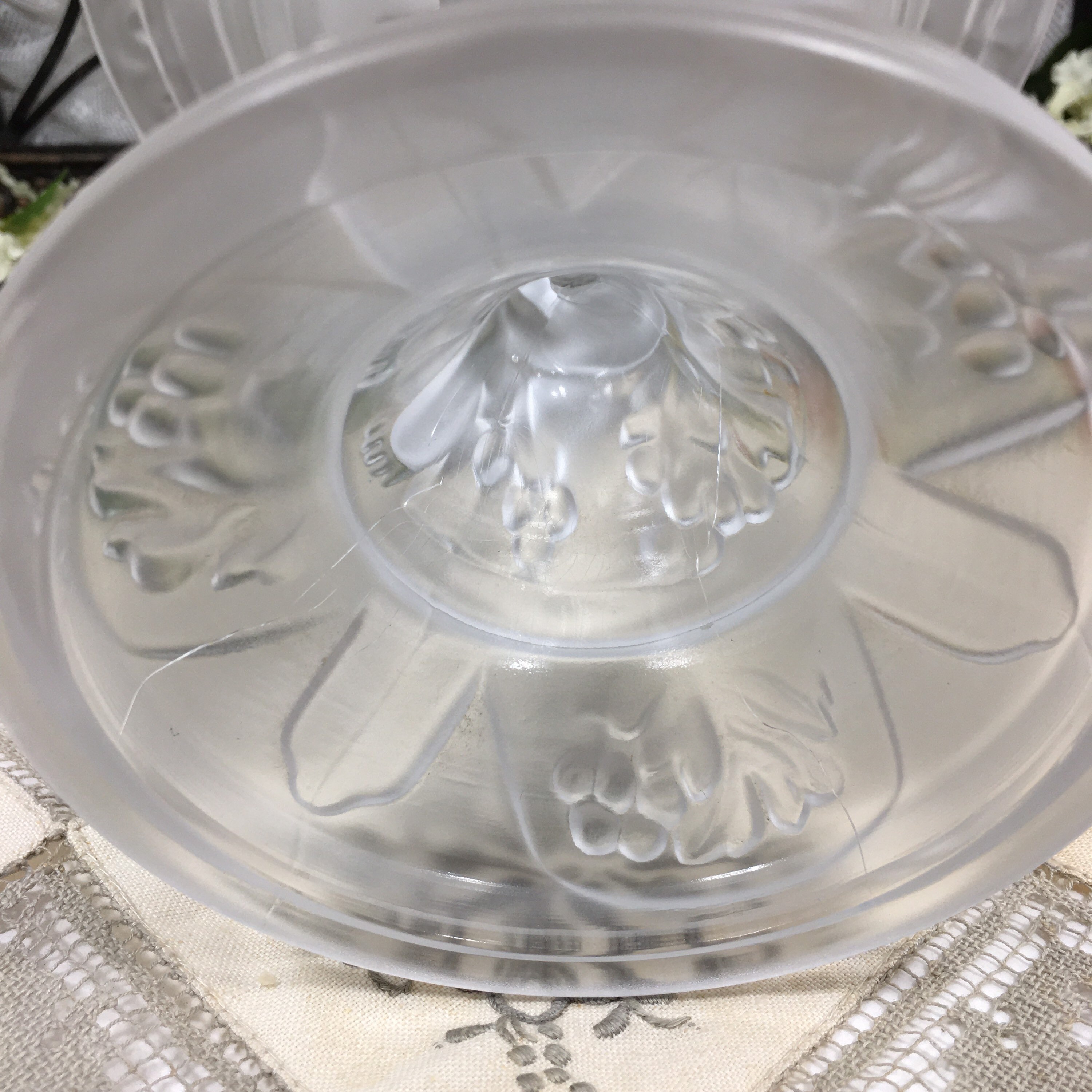 Cherub Compote, Frosted Glass Cherub Pedestal Compote With Grape Decor ...