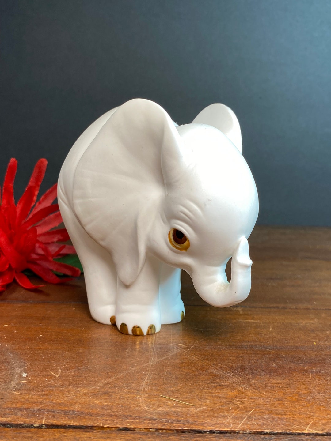 Elephant Figurine, White Fine Bone China Elephant Sculpture by Freeman ...