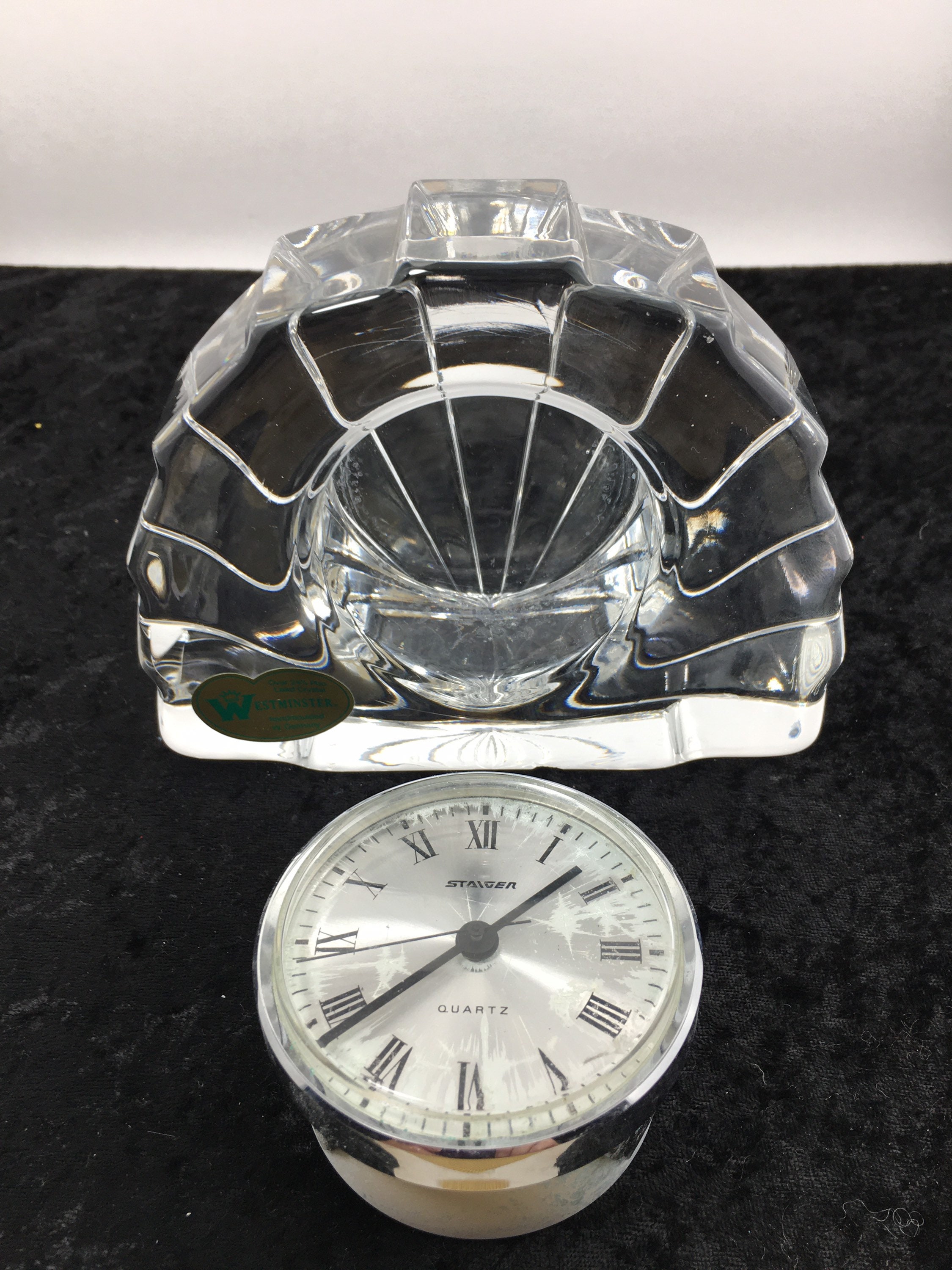 Lead Crystal Vintage Mantle Clock by Westminster - Etsy