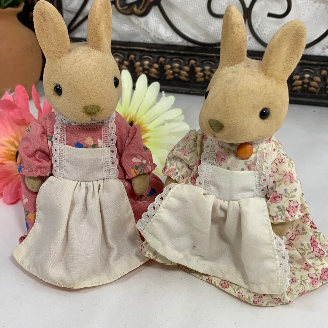 Vintage Bunny Rabbit Figures, Flocked Plastic Bunny Figurines, Sylvania ...
