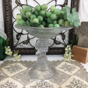 Cherub Compote Frosted Glass Cherub Pedestal Compote With | Etsy