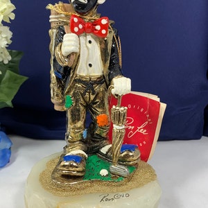 Rare Ron Lee Golfer Clown Statue – Black & Gold Onyx Base, 1990 ...