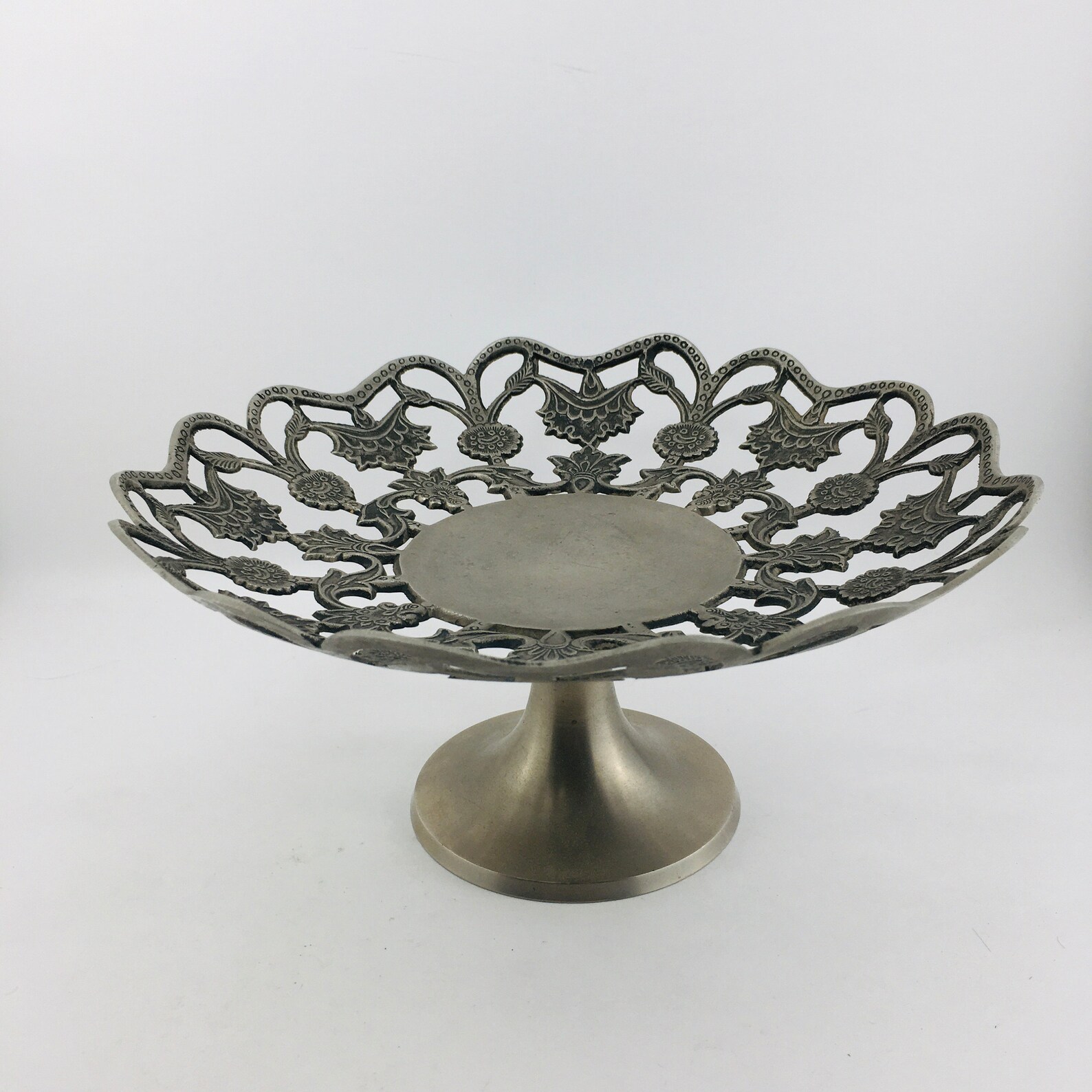 Decorative Footed Metal Serving Tray, Pierced Metal Tray - Etsy
