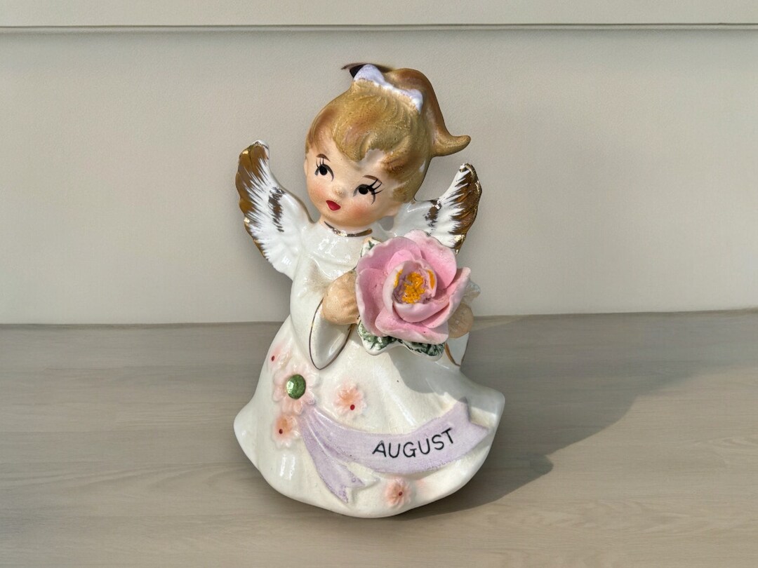 Vintage August Angel Birthday Figurine, Lefton August Peridot ...
