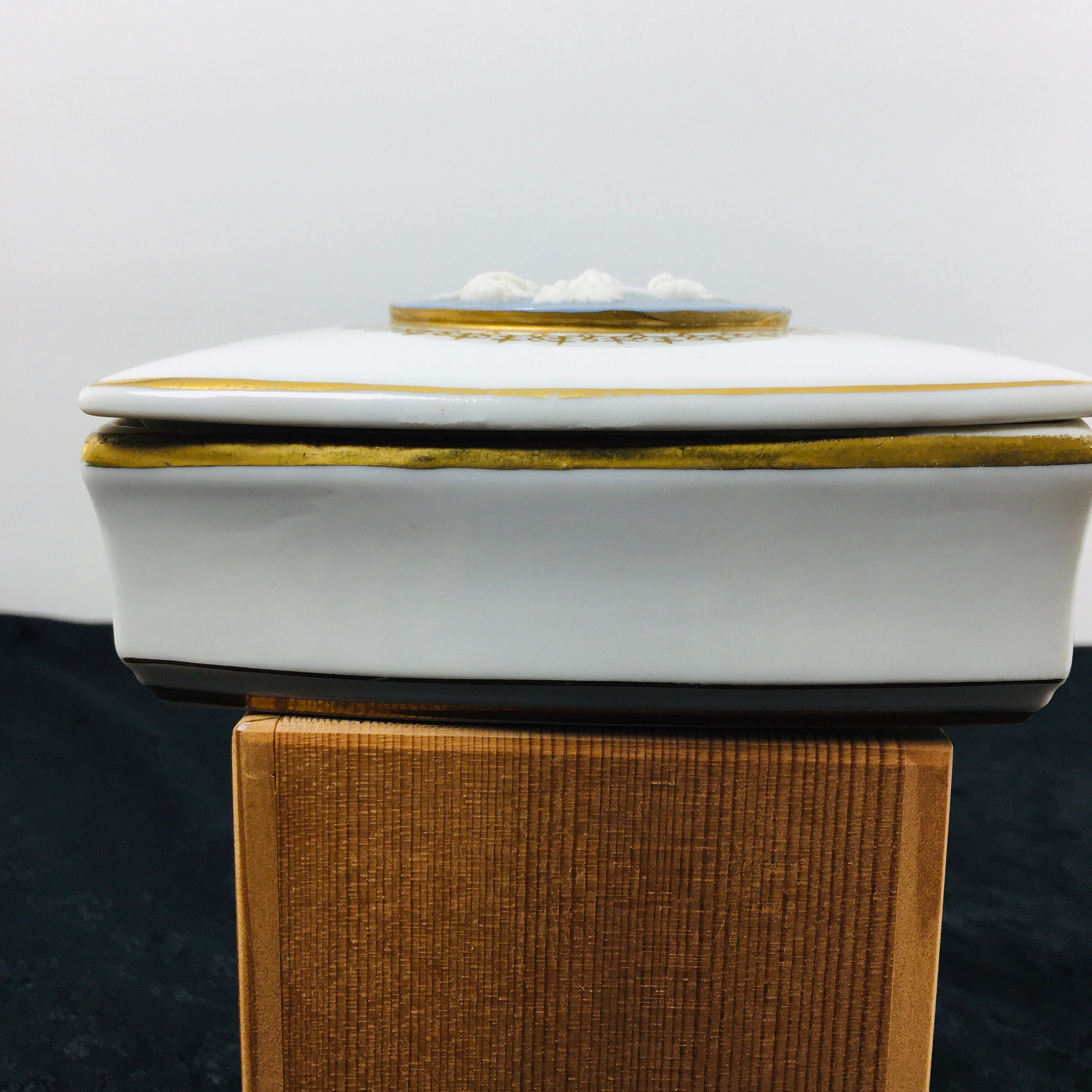 Porcelain Cigarette Box & Ashtray Set Cherub Blue Jasperware | Etsy