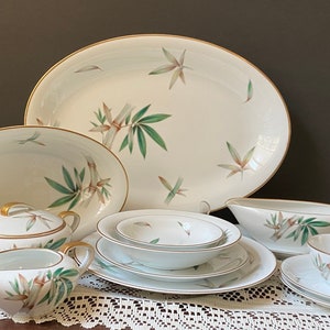 Noritake CANTON BAMBOO Pattern 5027 Set of 3 Tea Cups and Noritake CANTON BAMBOO Pattern 5027 Set of 3 Tea Cups and