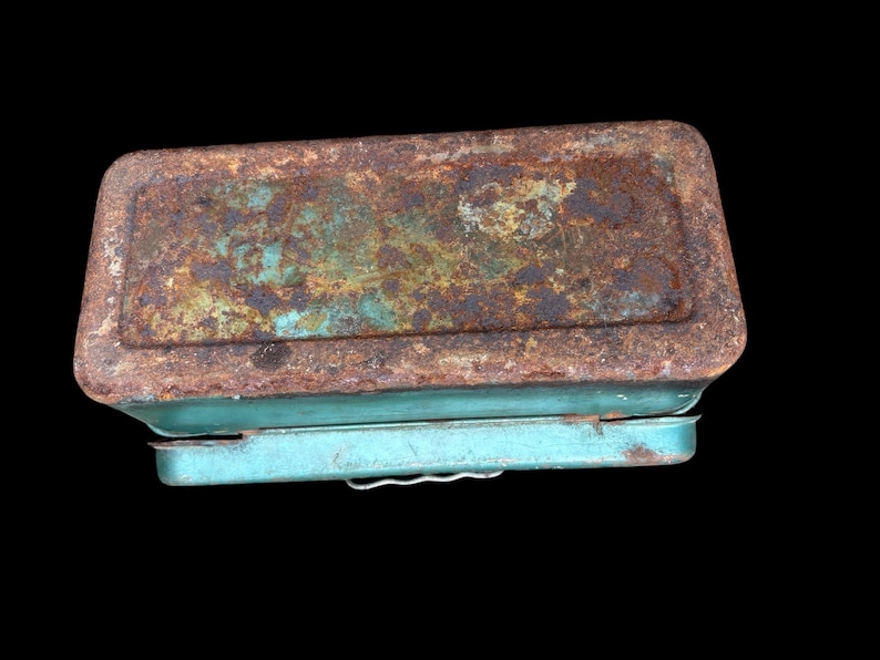 Vintage Teal Metal Toolbox | Rustic Industrial Lunchbox | Mid Century ...