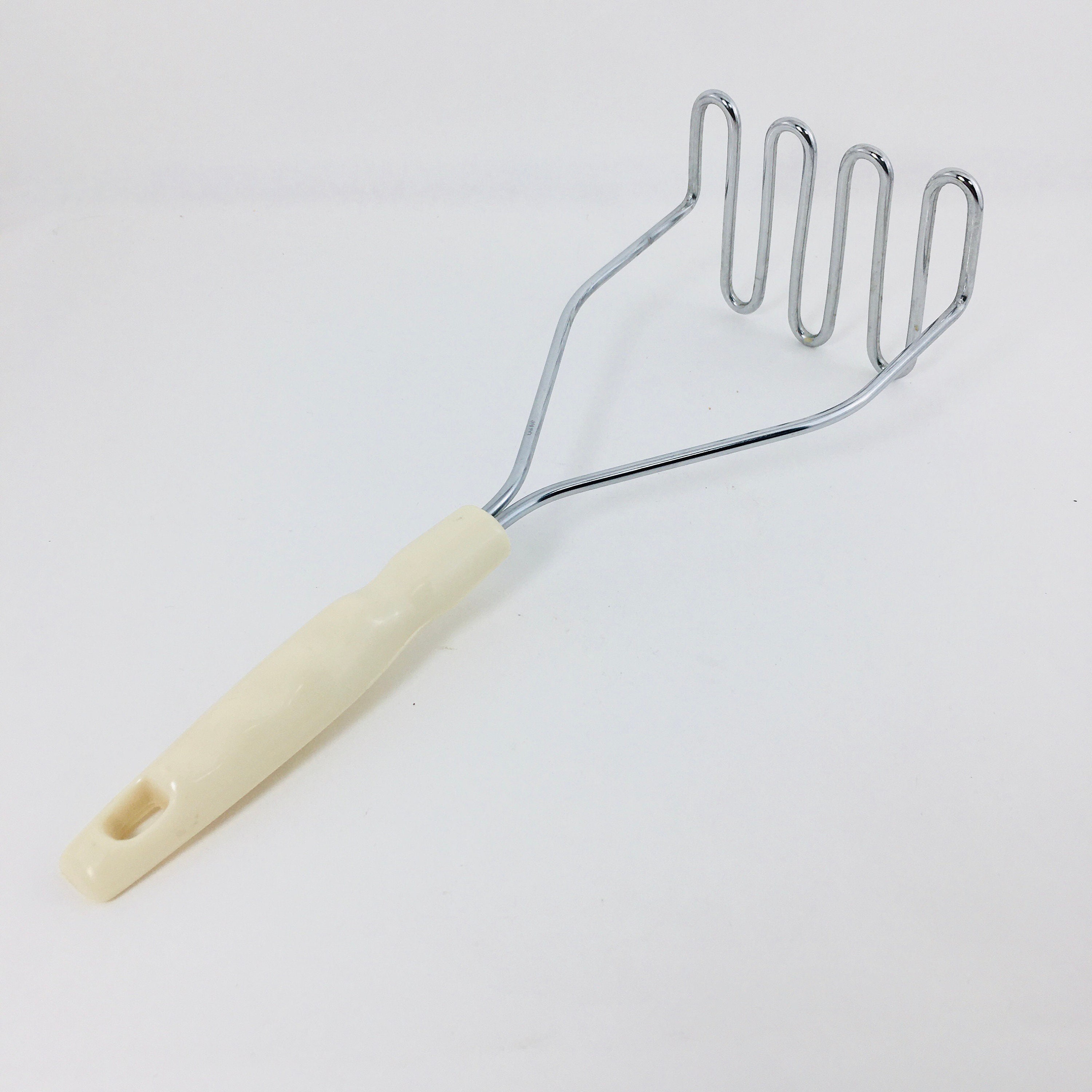 Vintage Metal Potato Masher With Beige Gripped Handle Made in | Etsy