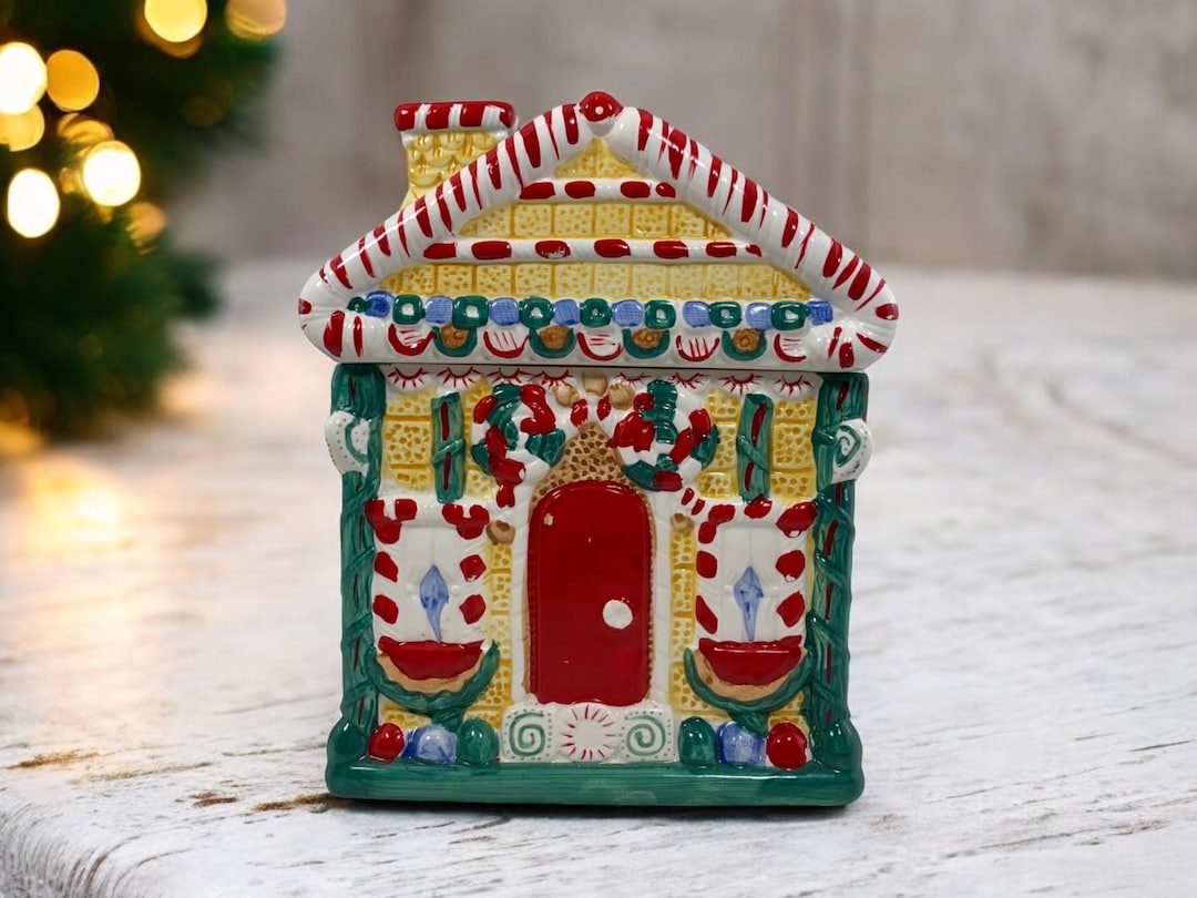 Vintage Christmas Cookie Jar, Gingerbread House Cookie Jar, Christmas ...
