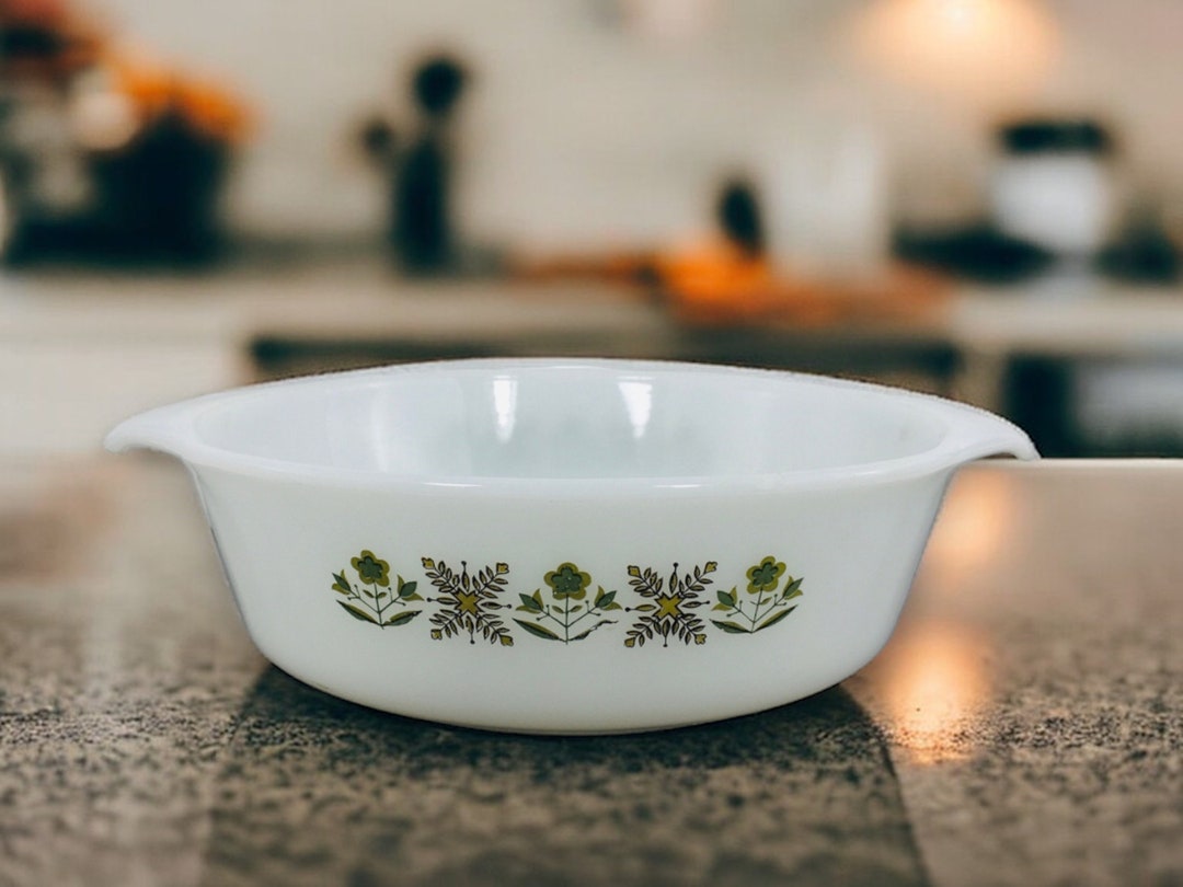 Vintage Oval Fire King Casserole Dish Meadow Green Pattern, Anchor ...