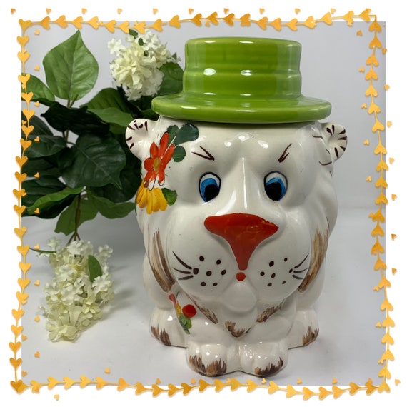 Vintage Lion Cookie Jar Treat Jar Made in Brazil - Etsy