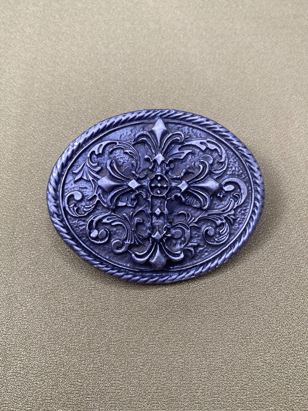 Vintage Metal Belt Buckle With Cross and Floral Design - Christian ...