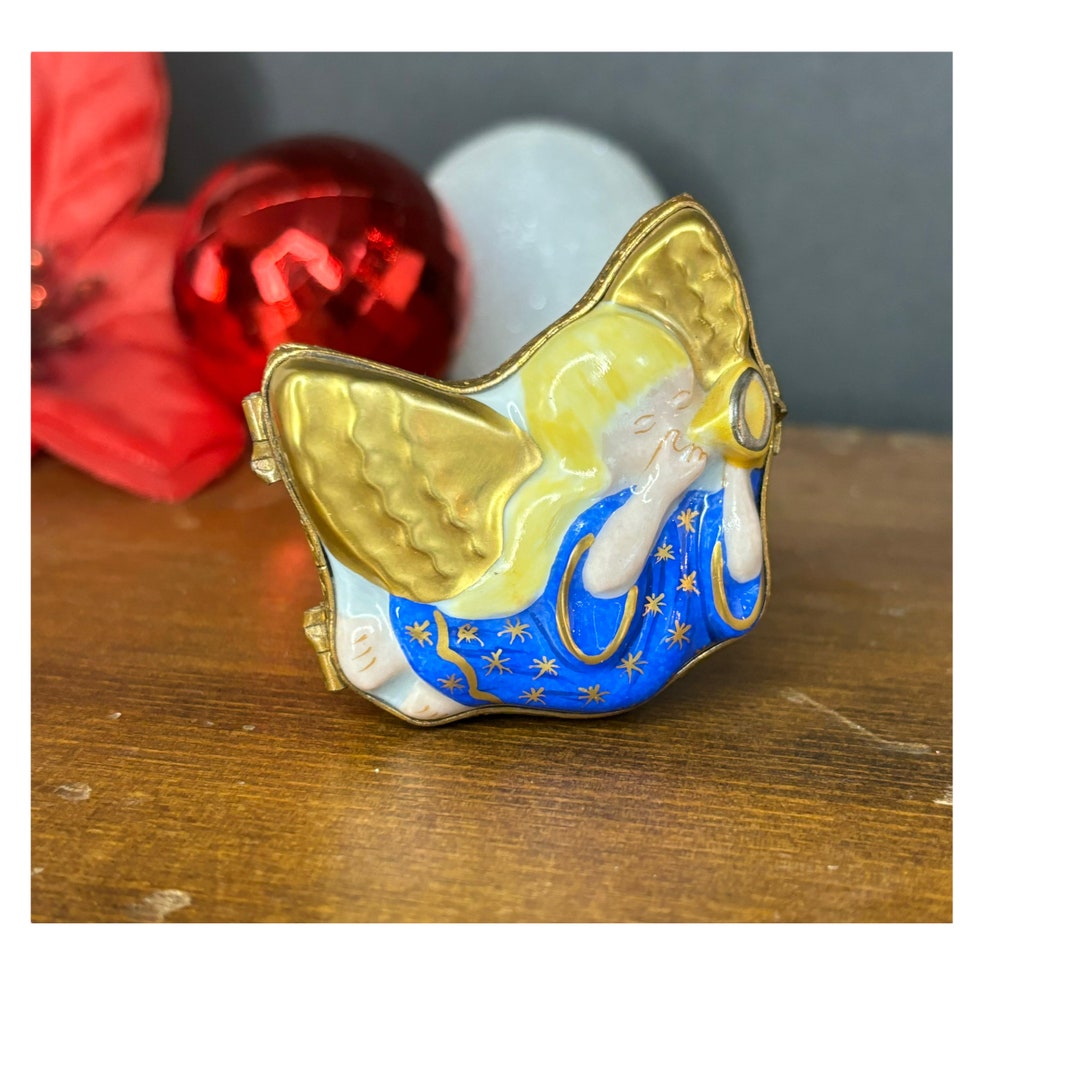 ANGEL Limoges Trinket Box - Etsy