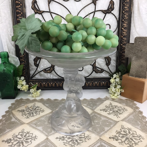 Cherub Compote Frosted Glass Cherub Pedestal Compote With - Etsy