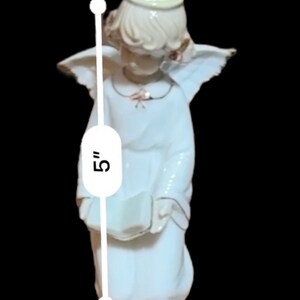 Vintage Rare Sansco Porcelain Angel Figurine W/ Gold Trim Holding Book ...